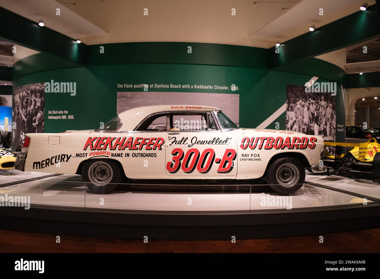 1956 Chrysler 300-B stock car, driven by Buck Baker, on display at The ...