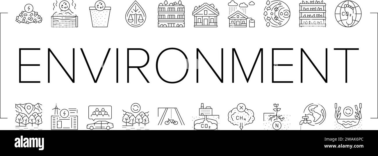 green environment earth nature icons set vector Stock Vector Image ...