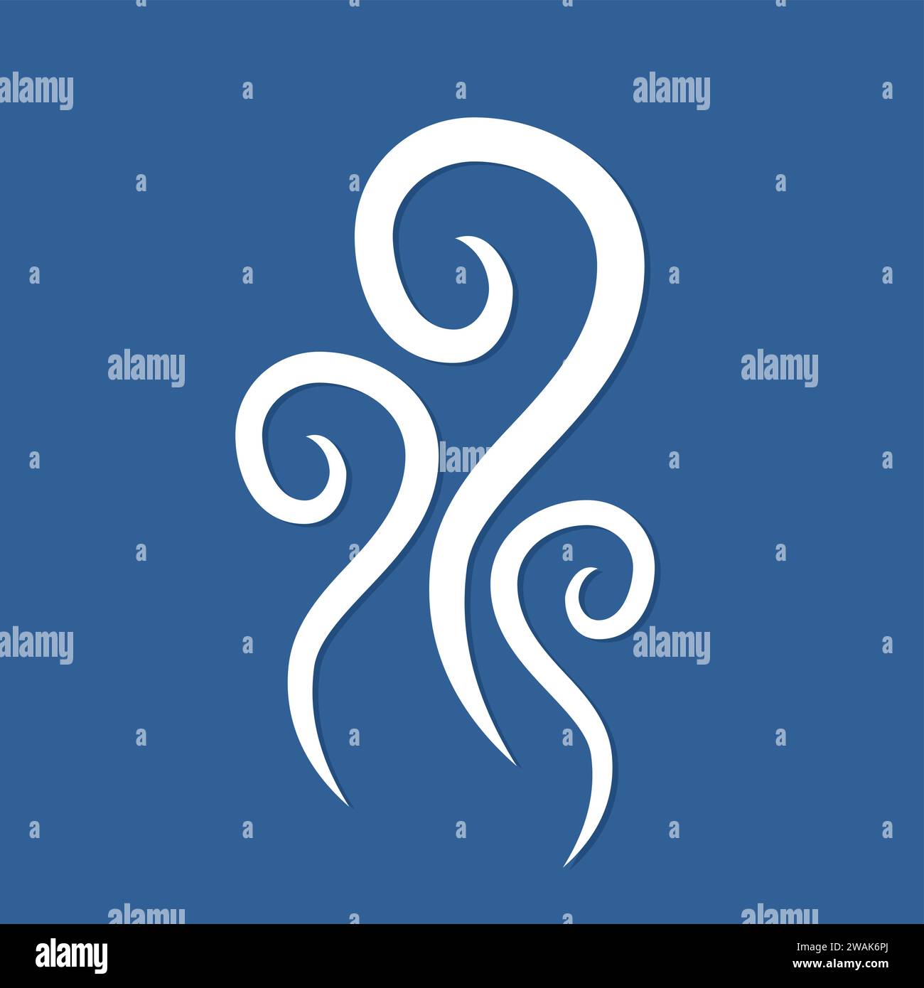 Smoke icon on blue background. Smell line icon, hot aroma, stink or ...