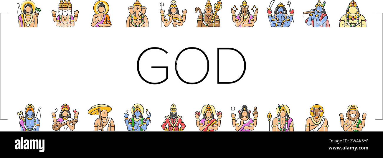 god indian hindu lord krishna icons set vector Stock Vector Image & Art ...