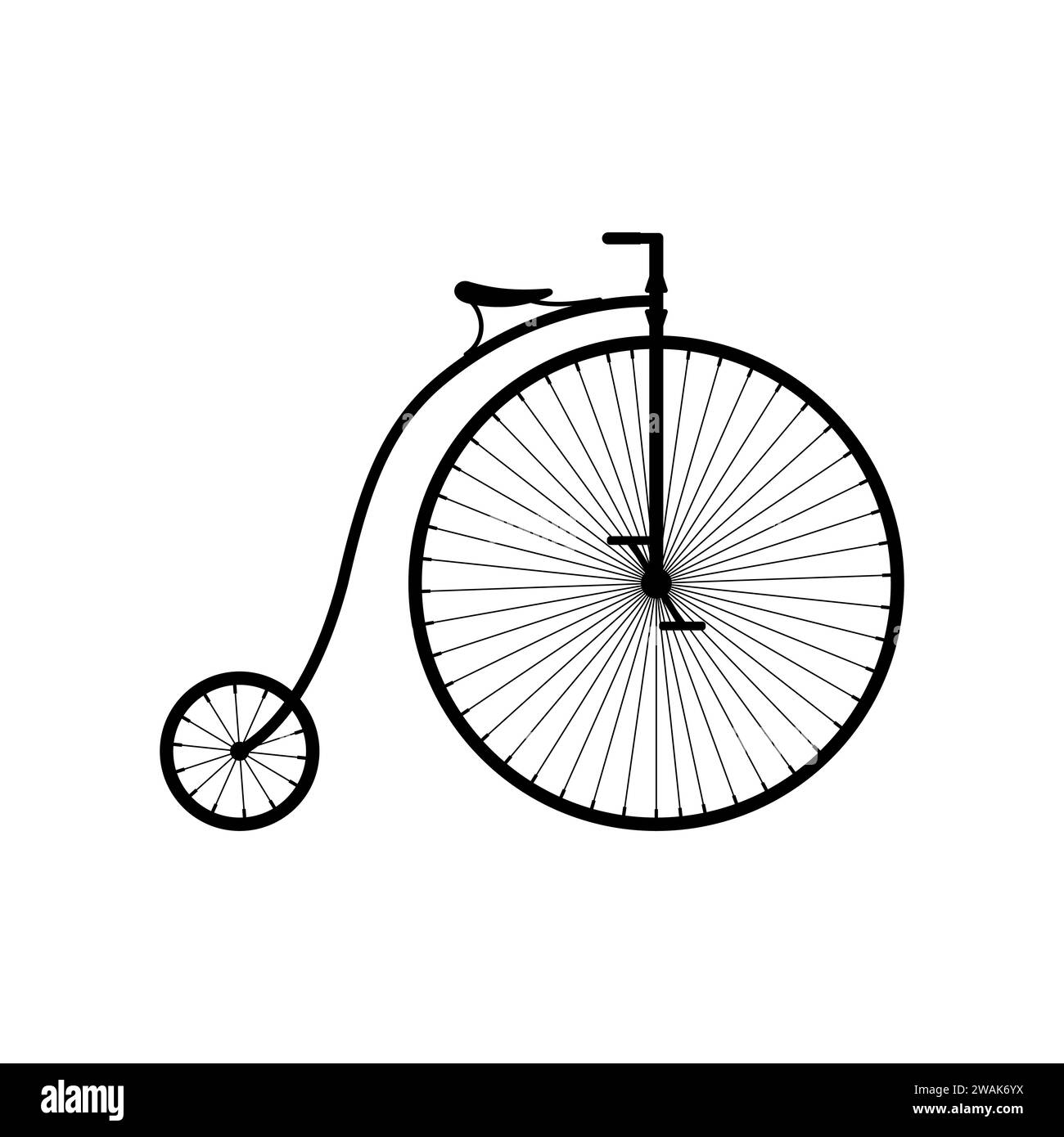 Old bicycle icon isolated on white background, Retro Penny farthing ...
