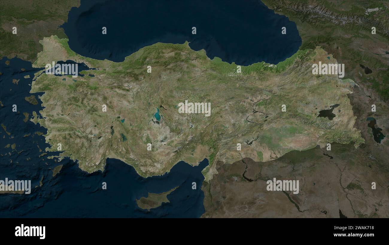 Turkiye highlighted on a high resolution satellite map Stock Photo - Alamy