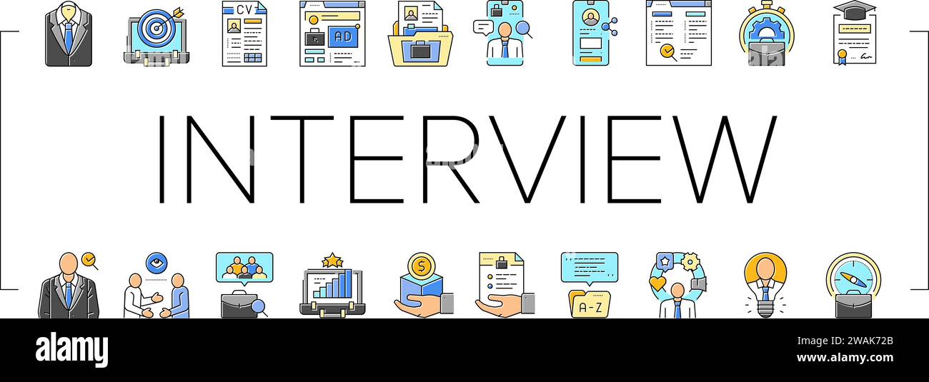 interview job business employee icons set vector Stock Vector Image ...