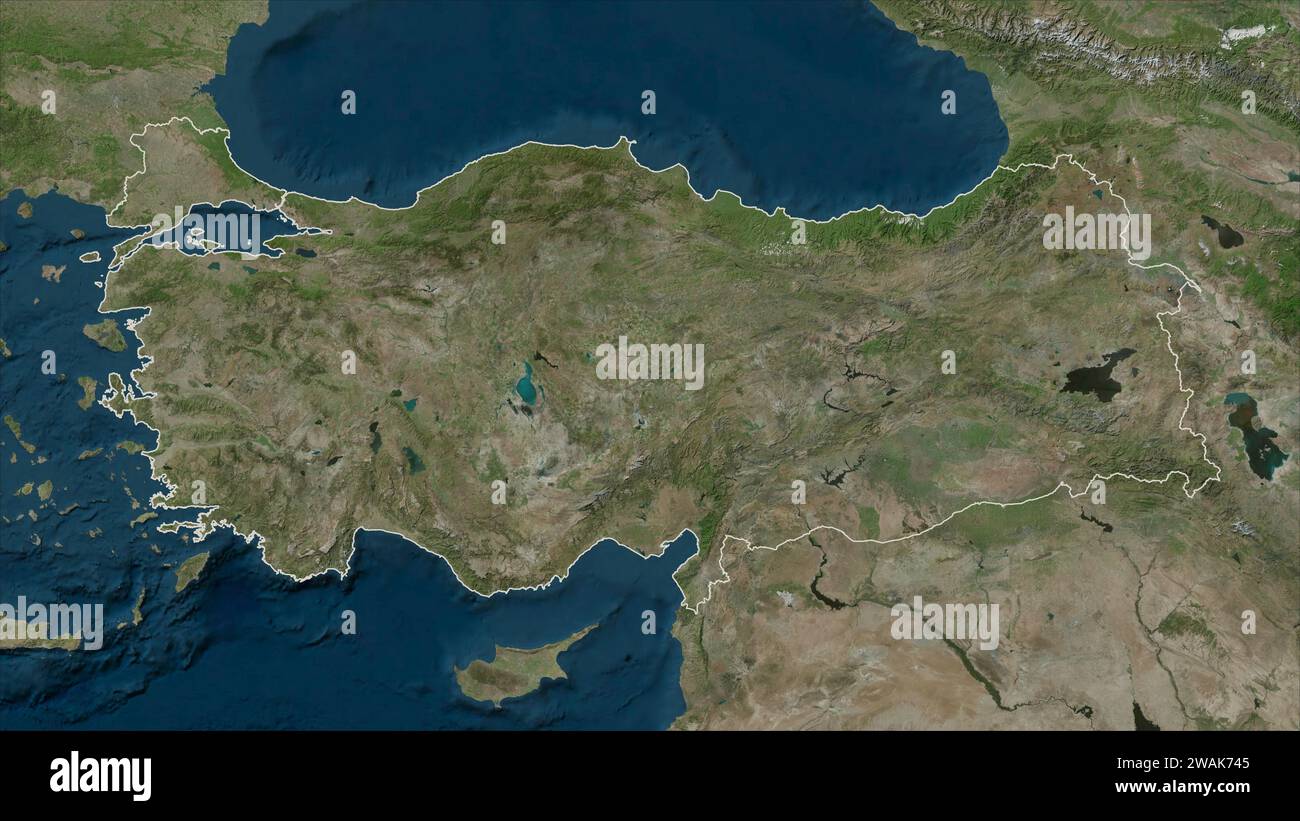 Turkiye outlined on a high resolution satellite map Stock Photo - Alamy