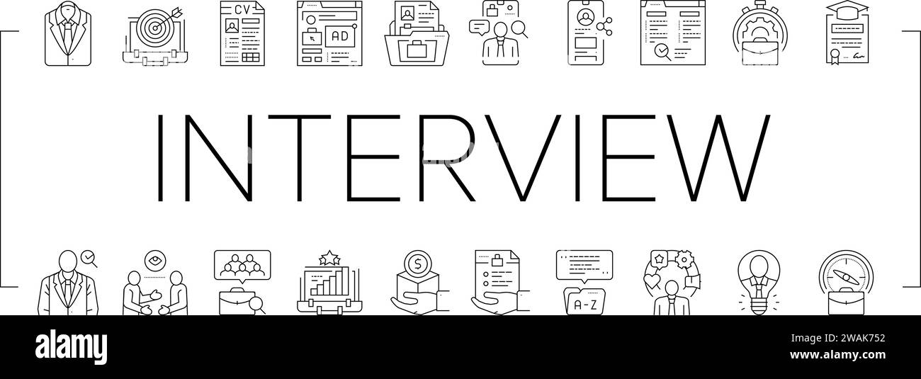 interview job business employee icons set vector Stock Vector Image ...