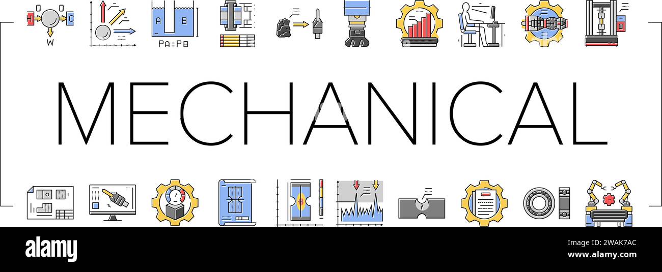 mechanical technology engineer icons set vector Stock Vector Image ...