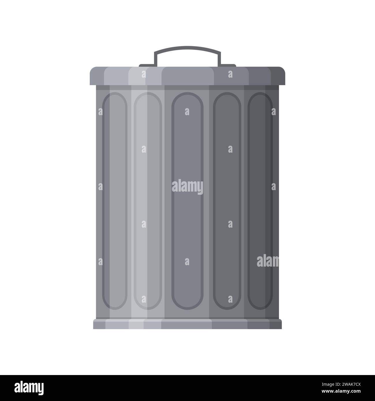 Metal trash bin isolated on white background. Garbage container with ...