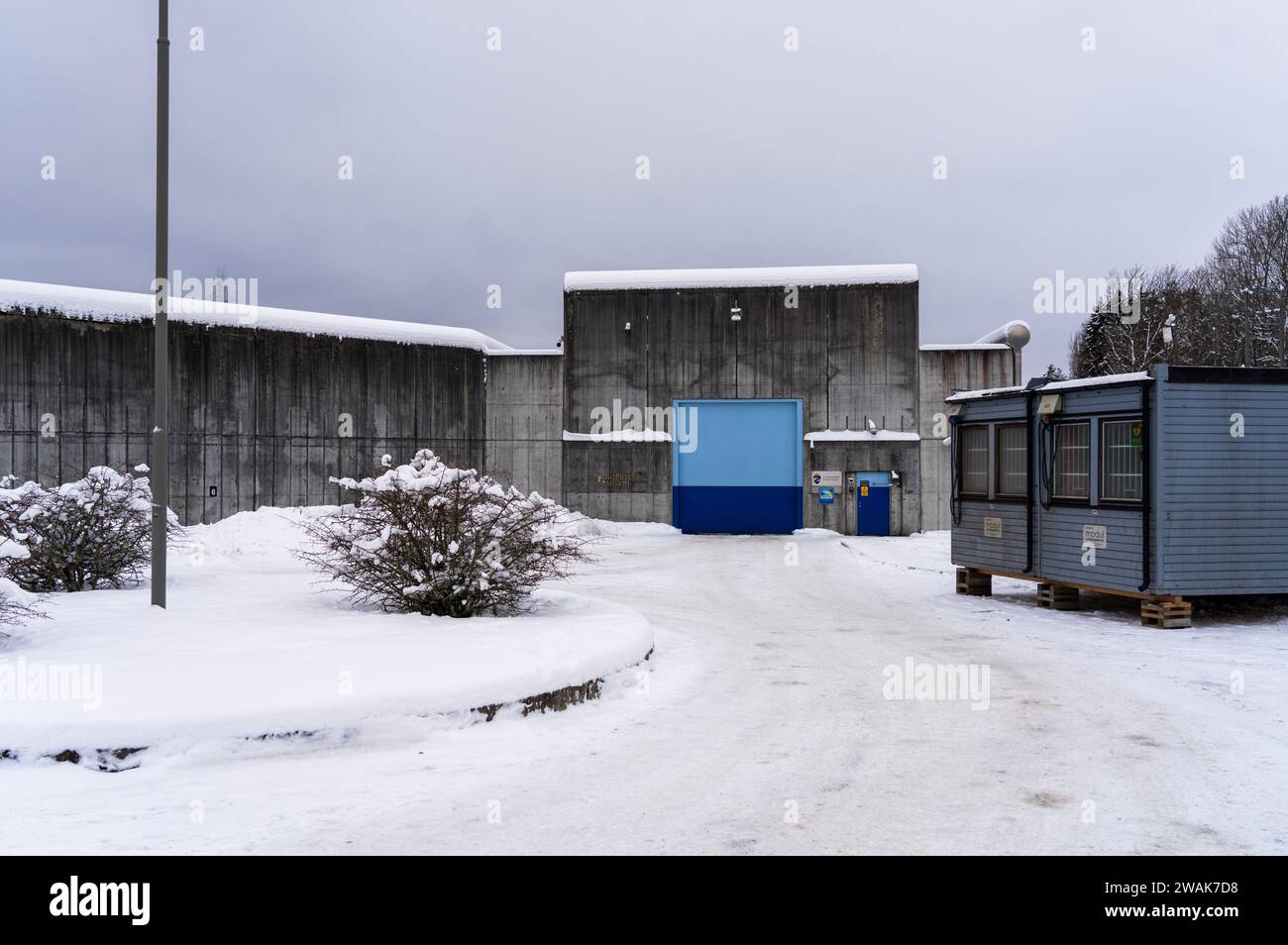 Tyristrand 20231214.The entrance gate to Ringerike prison. Anders ...