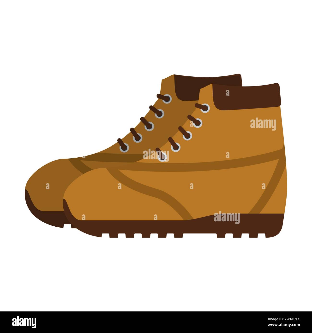 Brown hiking shoes or army military boots isolated on white background ...