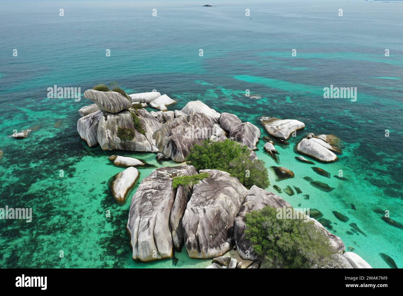 Granite blocks on Tanjung Pandan beach, Belitong Island, Indonesia ...