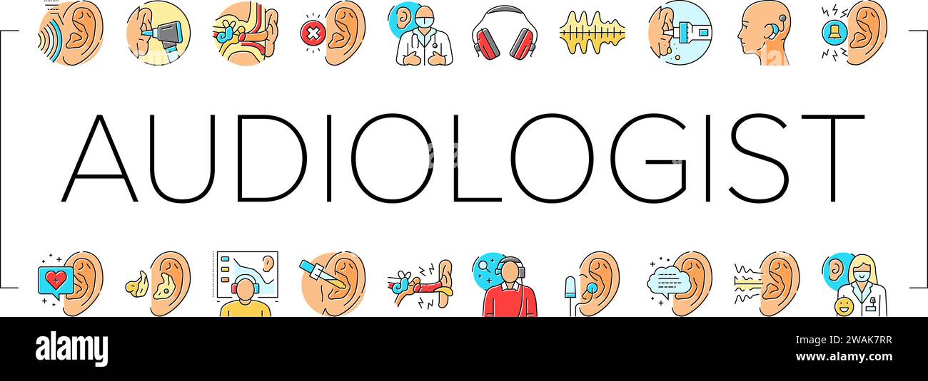audiologist doctor ear deaf icons set vector Stock Vector Image & Art ...
