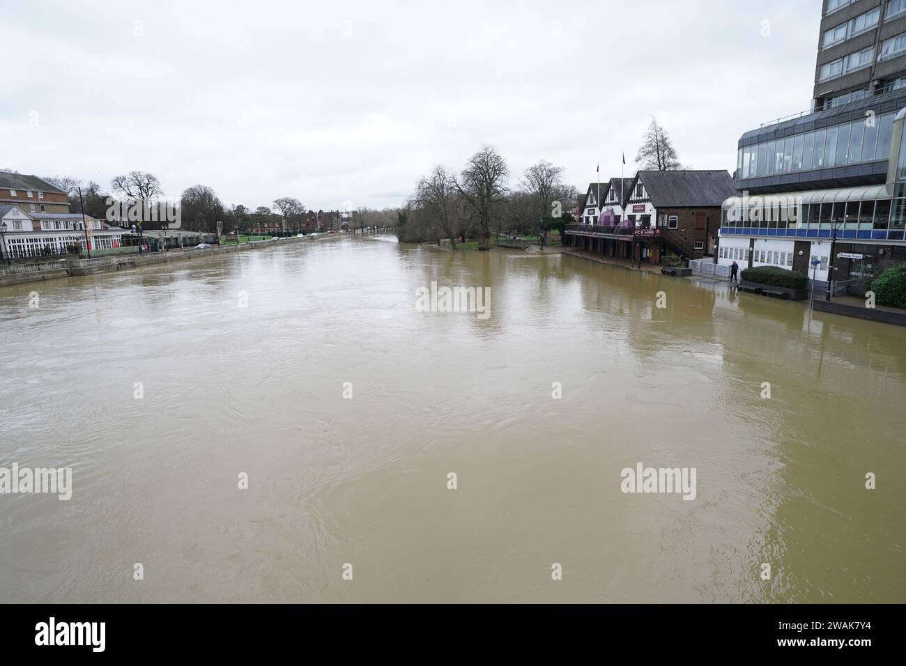 The River Great Ouse in Bedford, which has burst its banks following ...