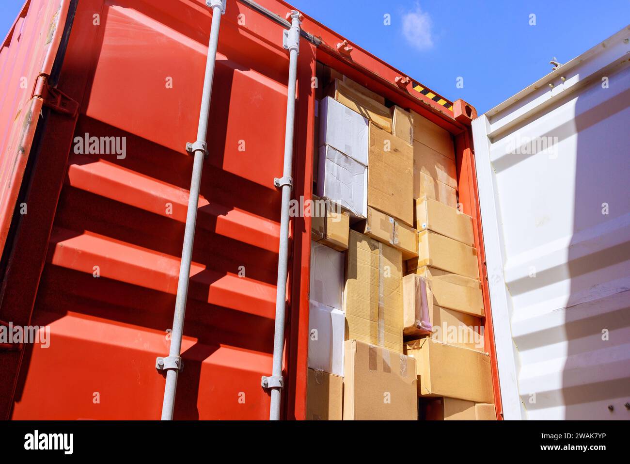 Shipping container with full stacking packs ready for export Stock ...