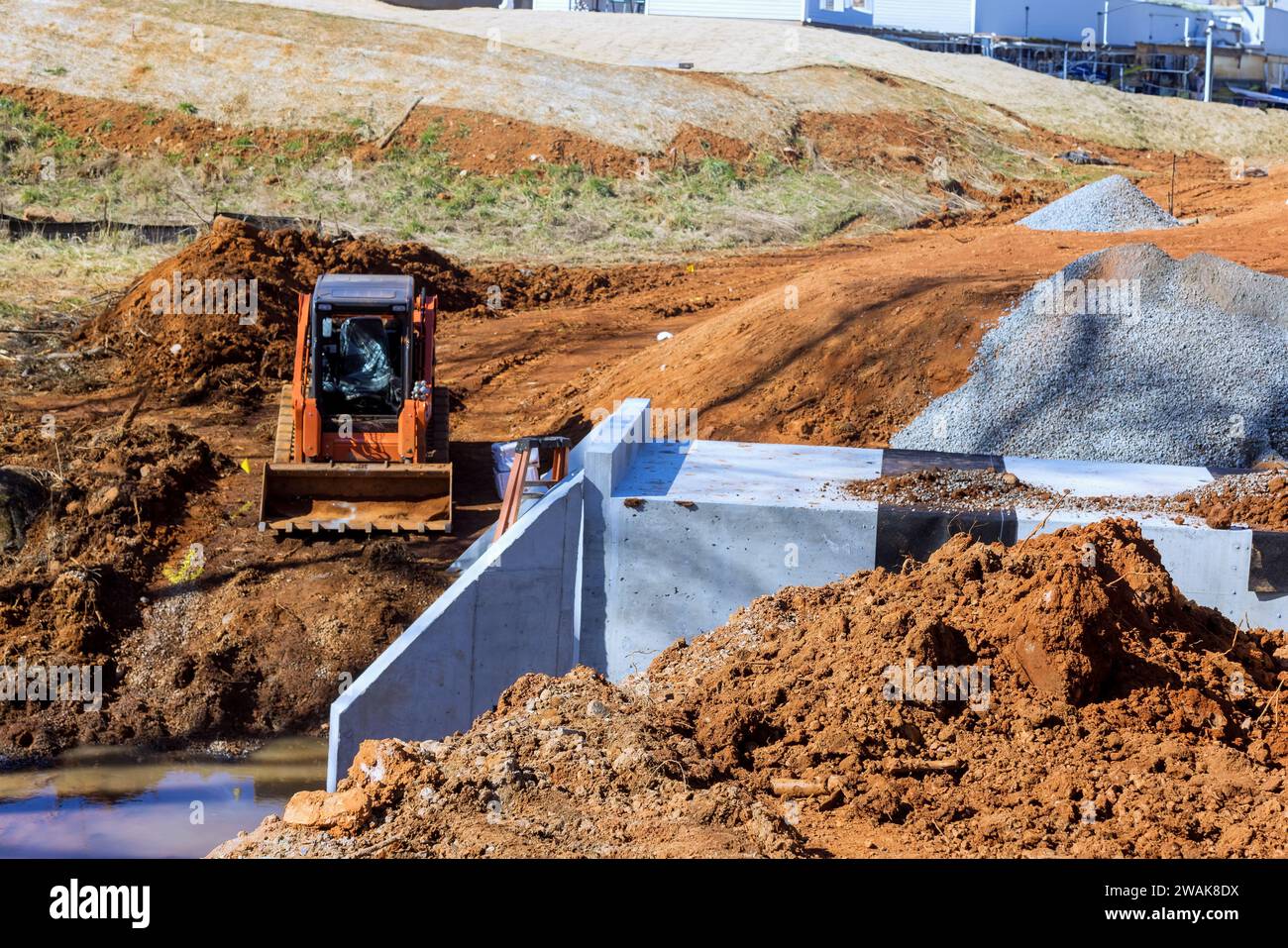 Constructed over stream in t countryside, this concrete bridge ...