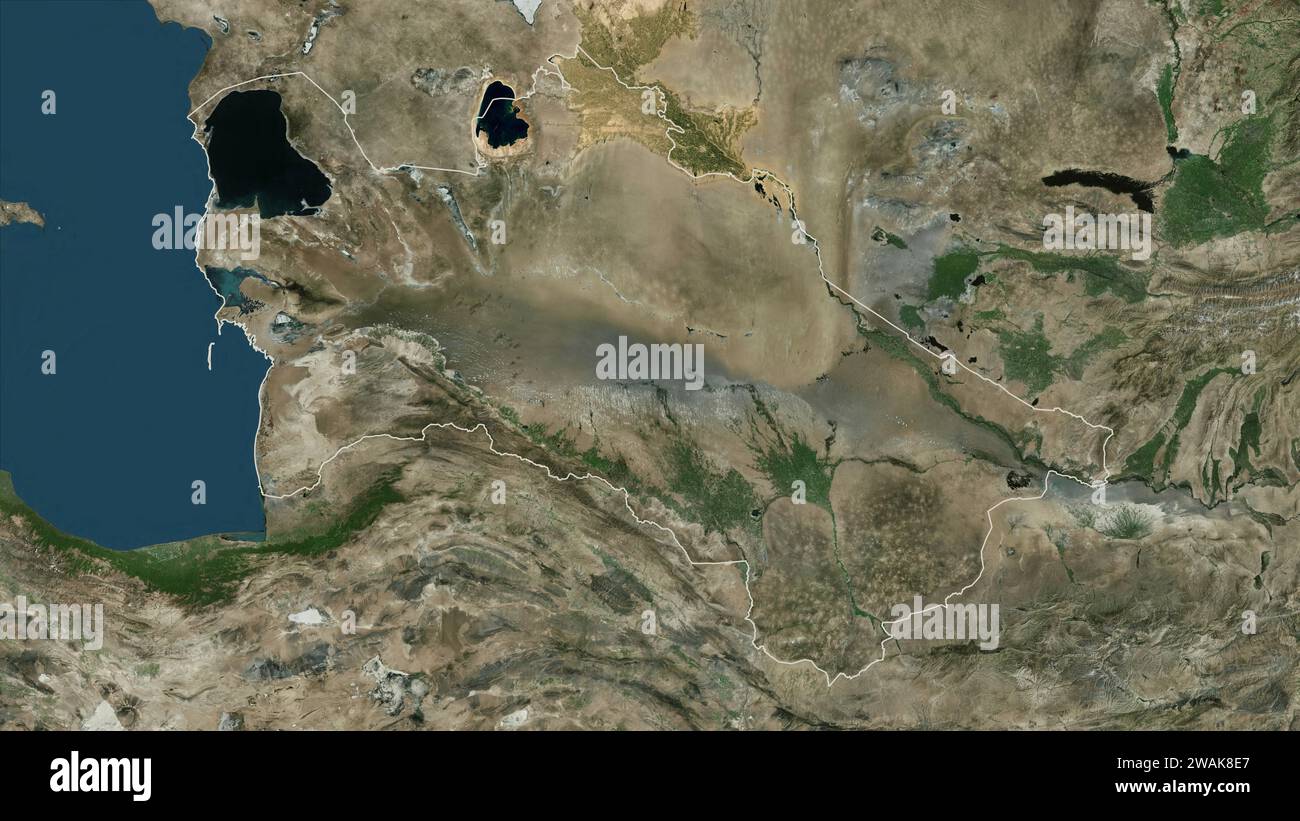 Turkmenistan outlined on a high resolution satellite map Stock Photo ...
