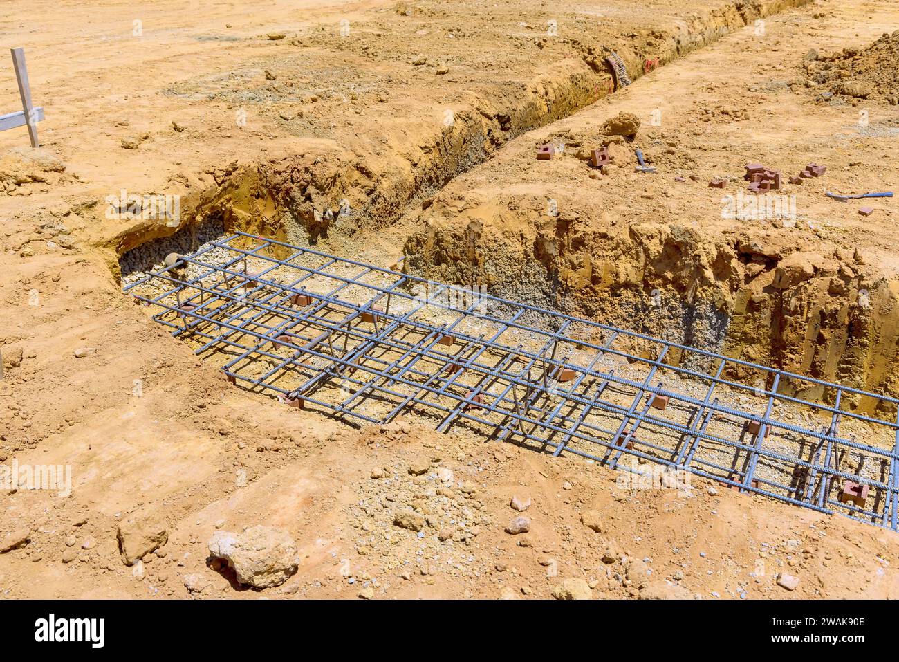 Earthworks, including digging an earthen trench for foundations pouring ...