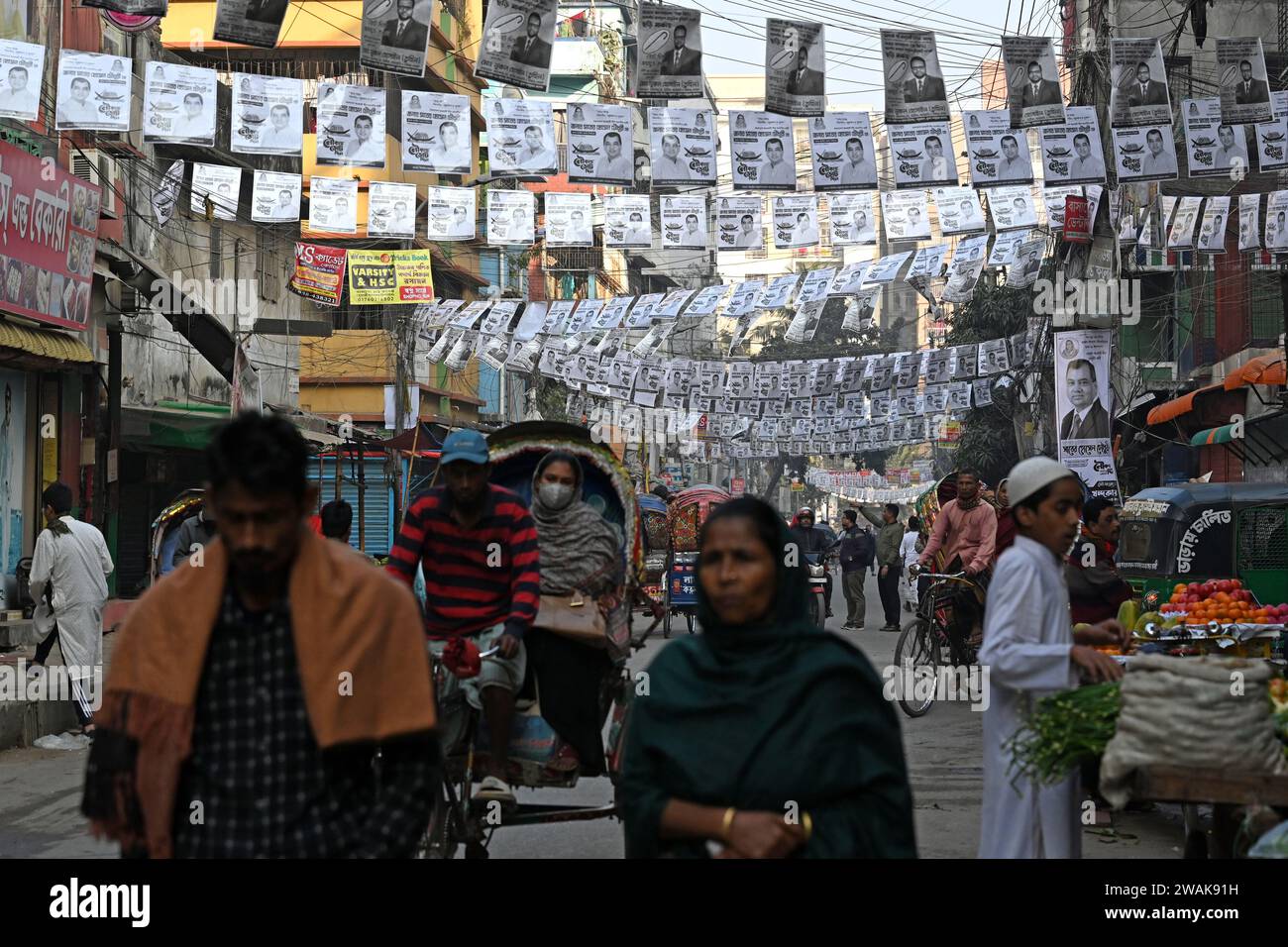 Posters of the election candidates are hanging over the streets in ...