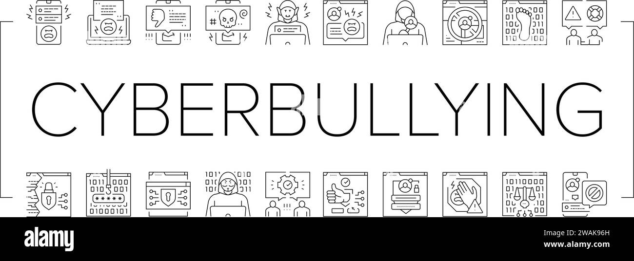 cyberbullying cyber online icons set vector Stock Vector Image & Art ... cyberbullying cyber online icons set vector Stock Vector Image & Art ...