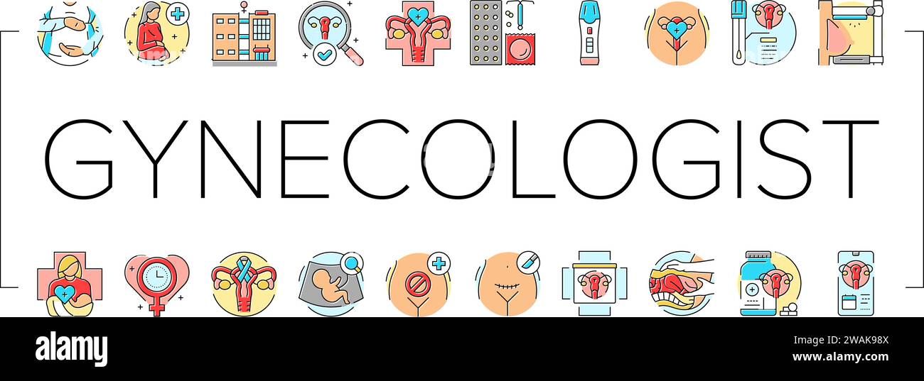 gynecologist doctor woman patient icons set vector Stock Vector Image & Art - Alamy