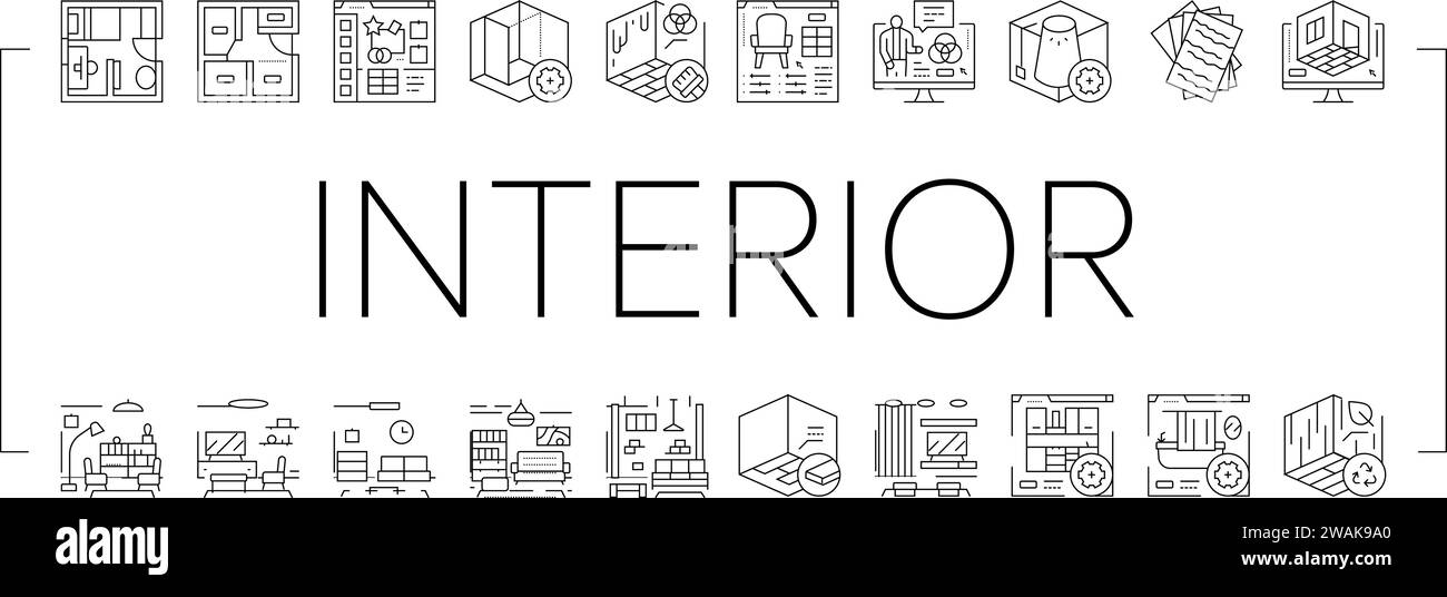 interior designer office icons set vector Stock Vector Image & Art - Alamy