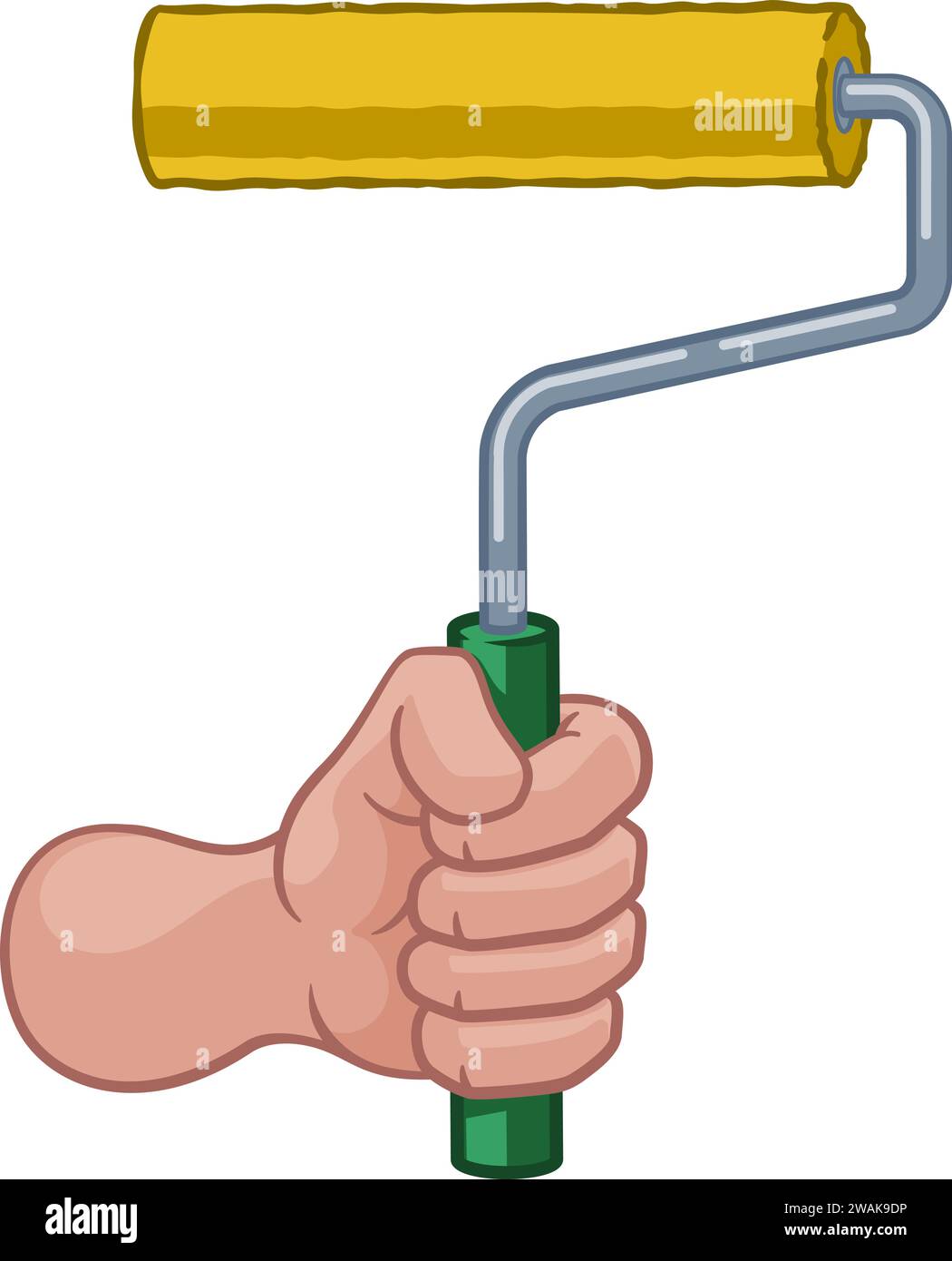 Painter Decorator Hand Fist Paint Roller Cartoon Stock Vector Image ...