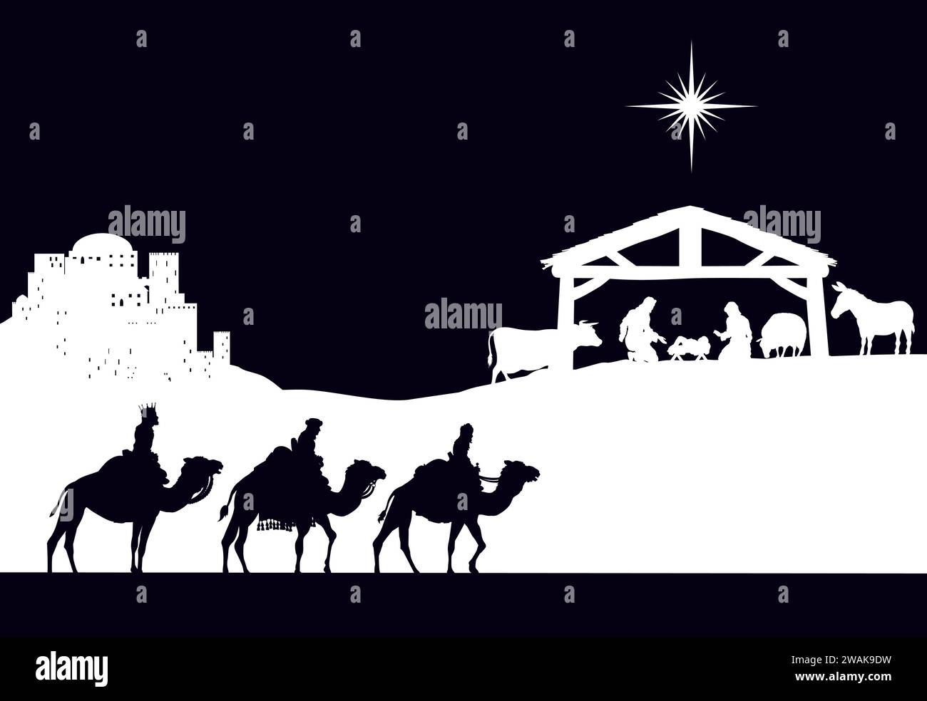 Nativity silhouette 2023 E2-14 Stock Vector Image & Art - Alamy