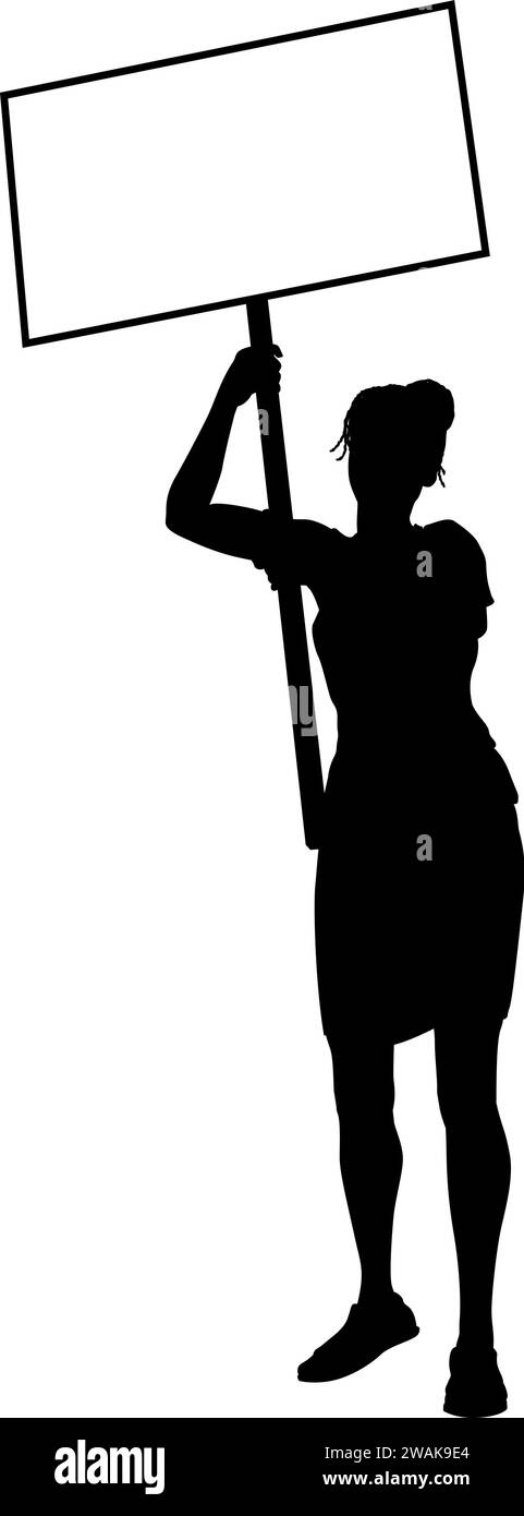 Protest Rally March Picket Sign Silhouette Person Stock Vector Image ...