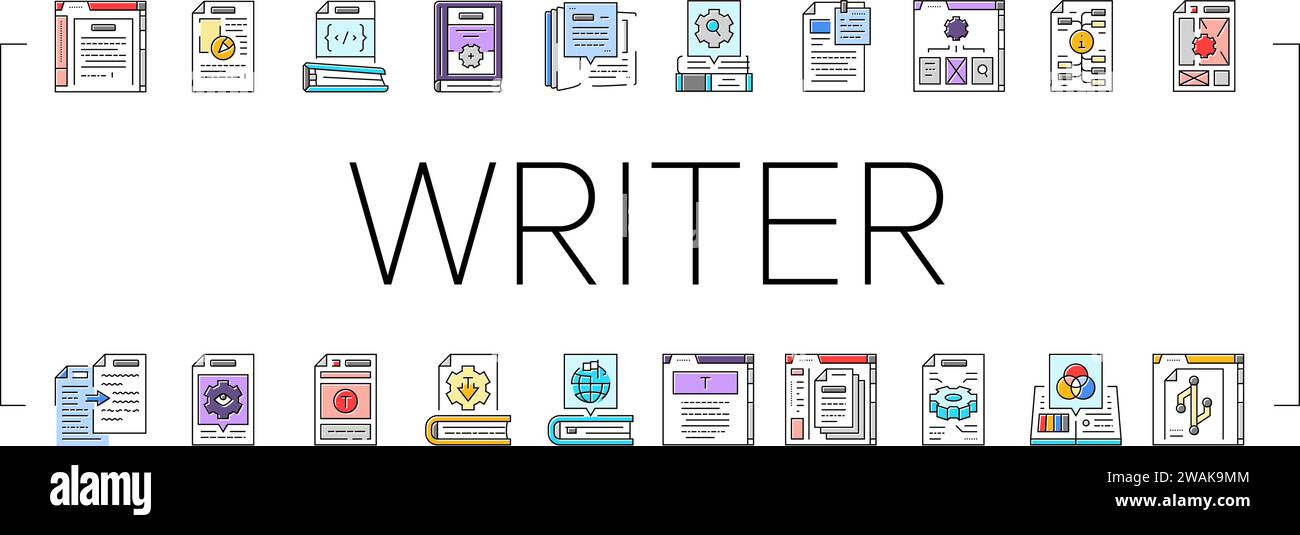 technical writer doc icons set vector Stock Vector Image & Art - Alamy