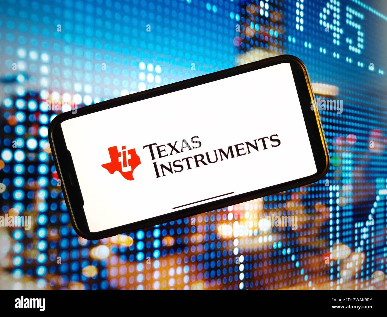 Konskie, Poland - January 04, 2024: Texas Instruments company logo displayed on mobile phone ...
