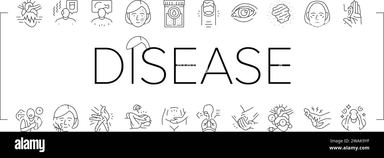 disease symptom health icons set vector Stock Vector Image & Art - Alamy