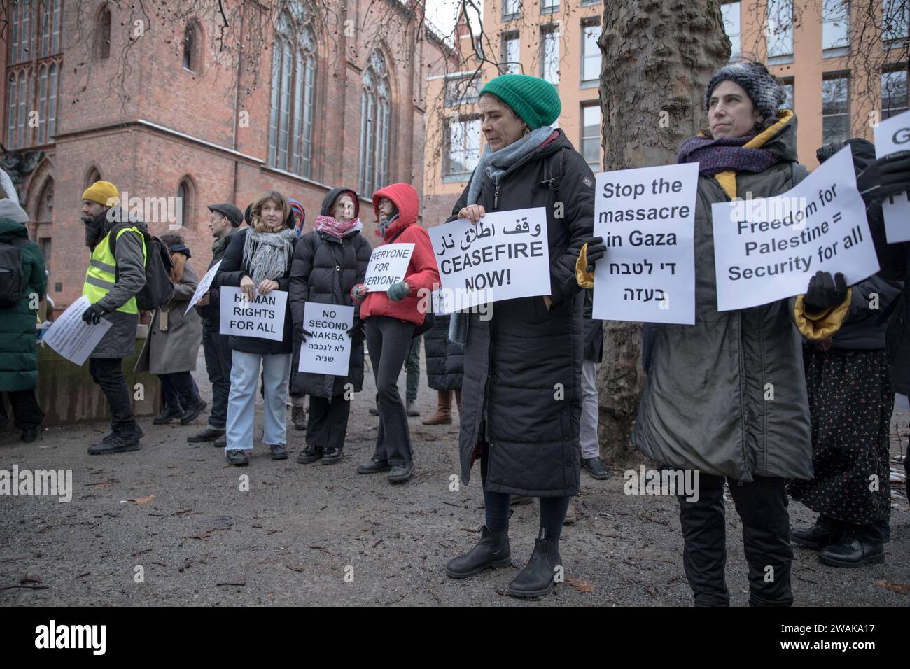 A group of protesters gathered on January 5, 2024, outside the Federal ...