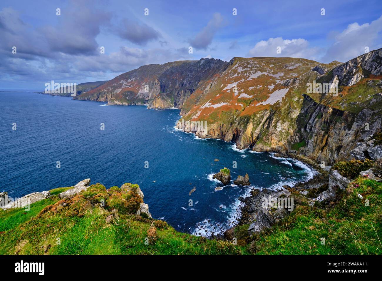 Ireland, County Donegal, Teelin, Slieve League, sea cliffs 600 meters ...