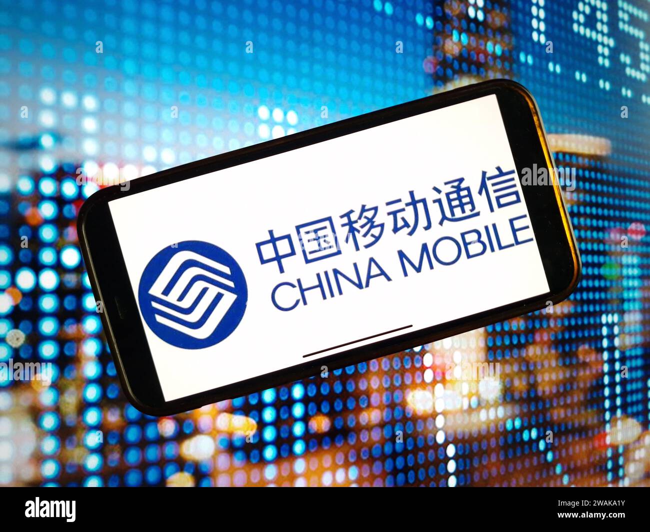 Konskie, Poland - January 04, 2024: China Mobile company logo displayed ...