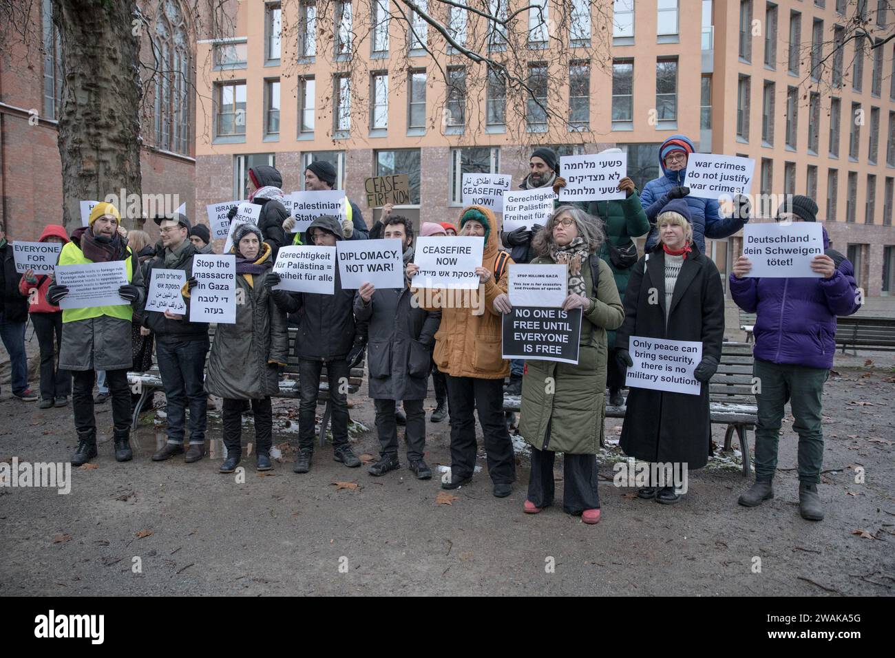 A group of protesters gathered on January 5, 2024, outside the Federal ...