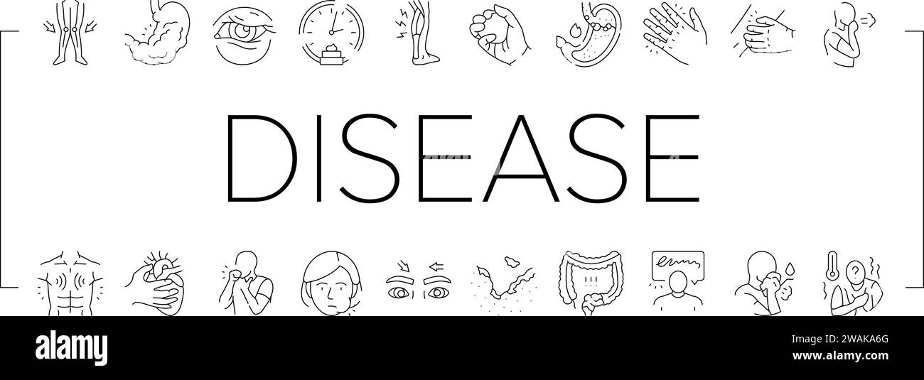 disease symptom health icons set vector Stock Vector Image & Art - Alamy
