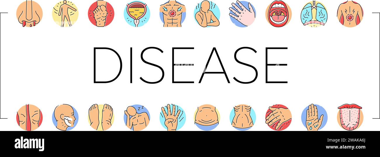 disease symptom health icons set vector Stock Vector Image & Art - Alamy