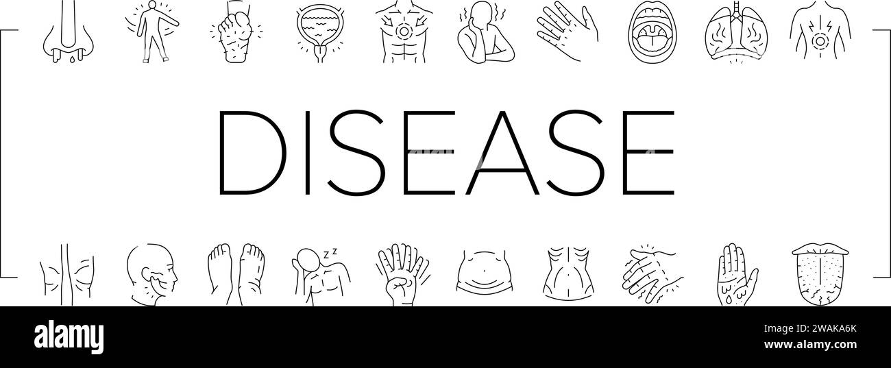 disease symptom health icons set vector Stock Vector Image & Art - Alamy