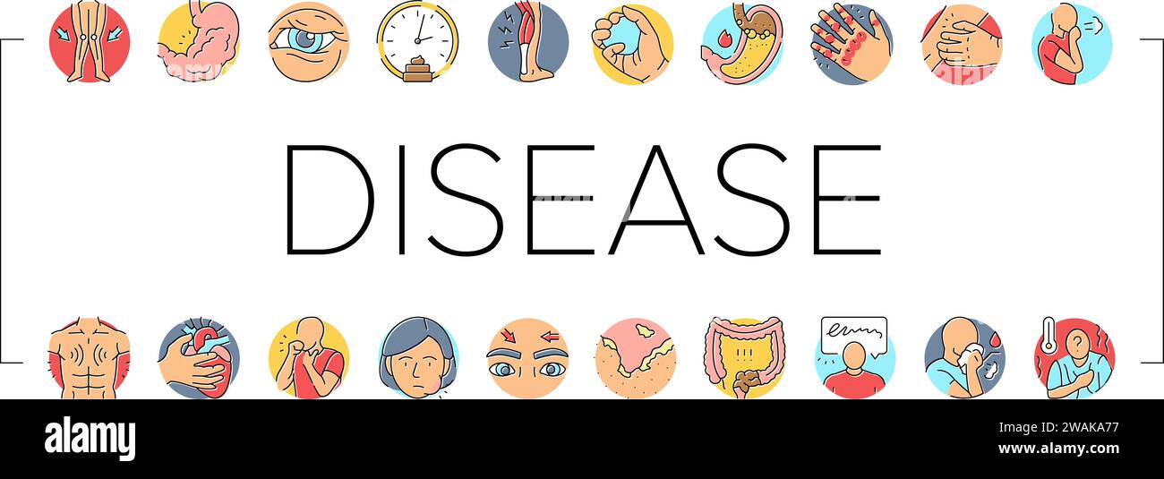 disease symptom health icons set vector Stock Vector Image & Art - Alamy