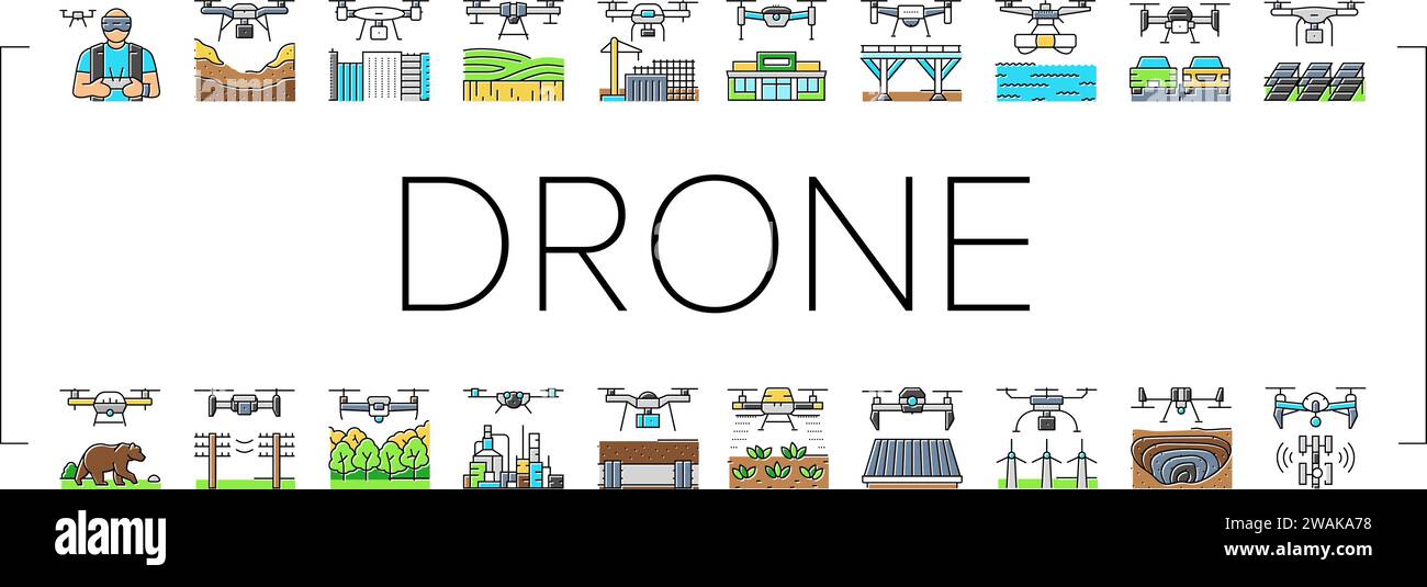 drone commercial use icons set vector Stock Vector Image & Art - Alamy