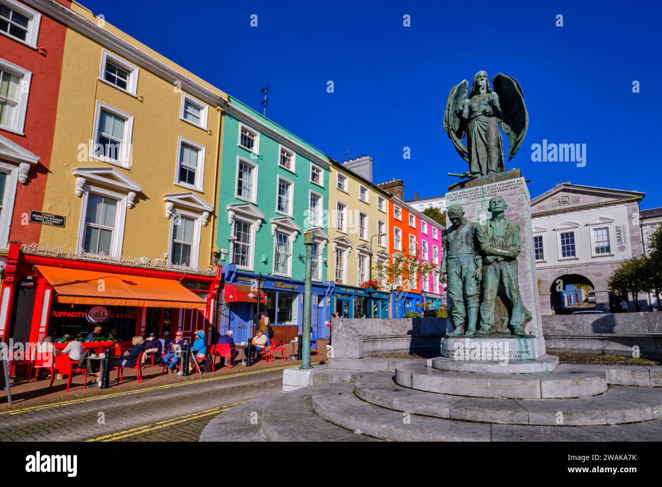 Republic of Ireland, County Cork, Cobh, colorful houses in the town ...