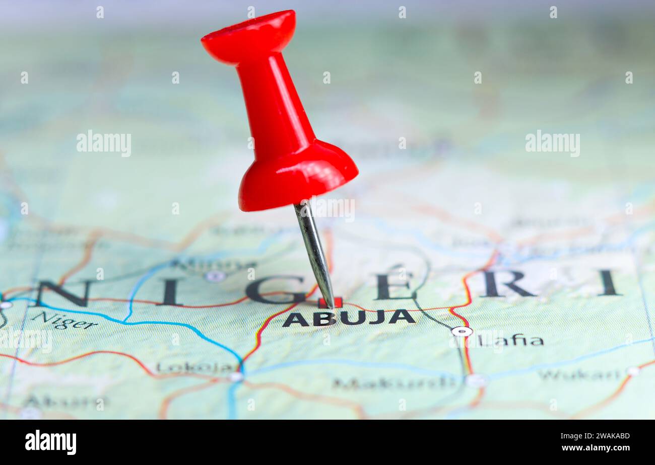 Abuja, Nigeria pin on map Stock Photo - Alamy