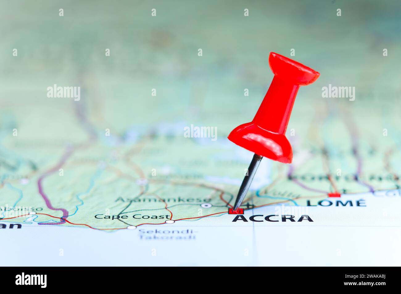 Accra, Ghana pin on map Stock Photo - Alamy