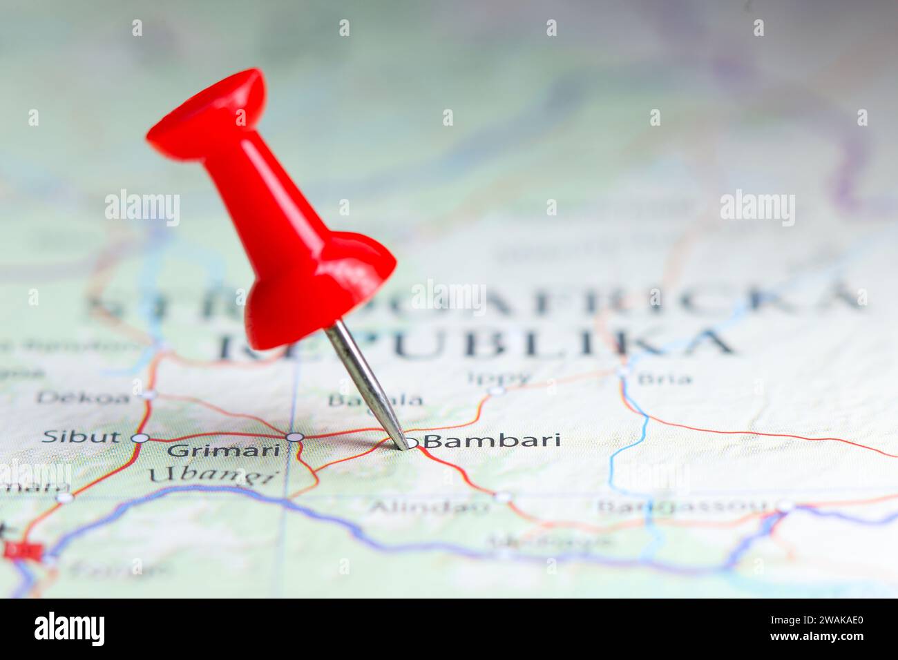 Bambari, Central African Republic pin on map Stock Photo - Alamy