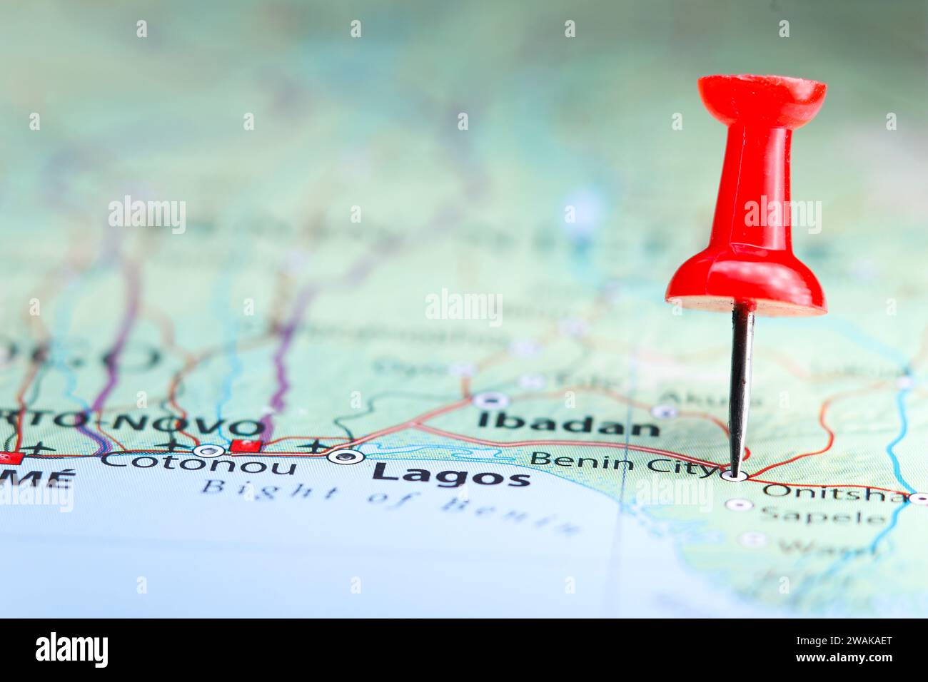 Benin City, Nigeria pin on map Stock Photo - Alamy