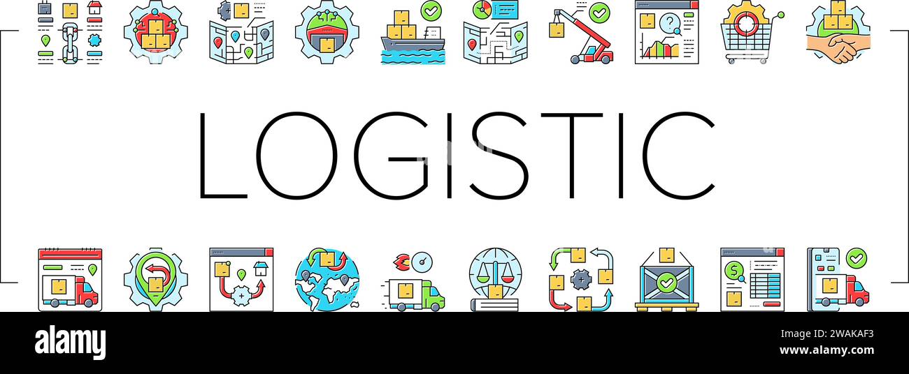logistics manager warehouse icons set vector Stock Vector Image & Art ...