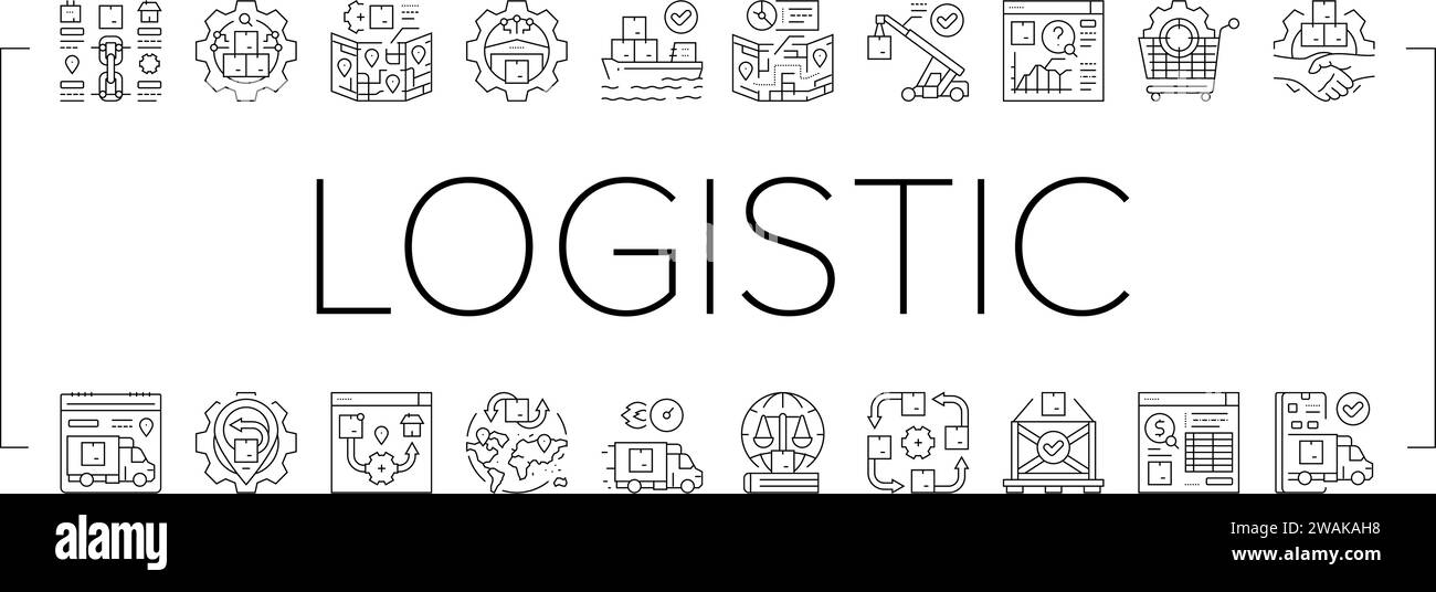 logistics manager warehouse icons set vector Stock Vector Image & Art ...