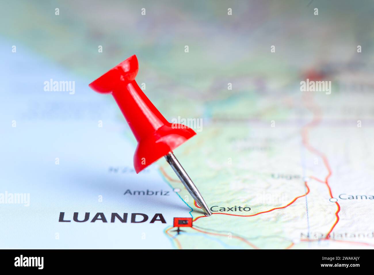 Caxito, Angola pin on map Stock Photo - Alamy