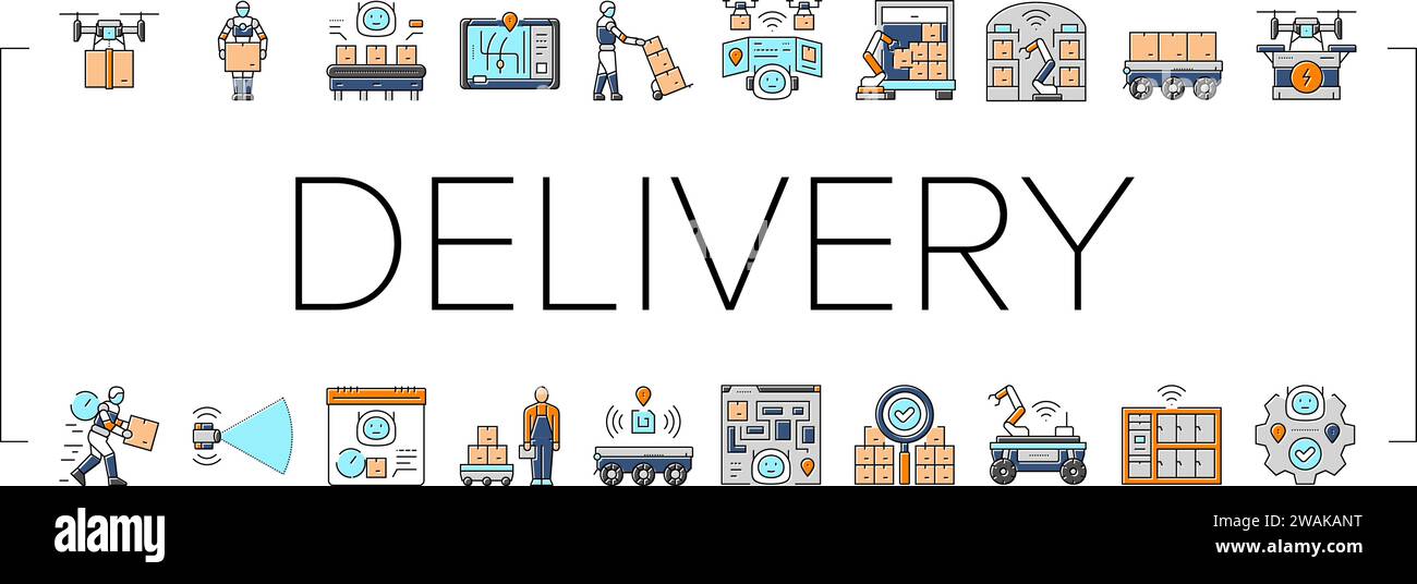 delivery autonomous robot icons set vector Stock Vector Image & Art - Alamy