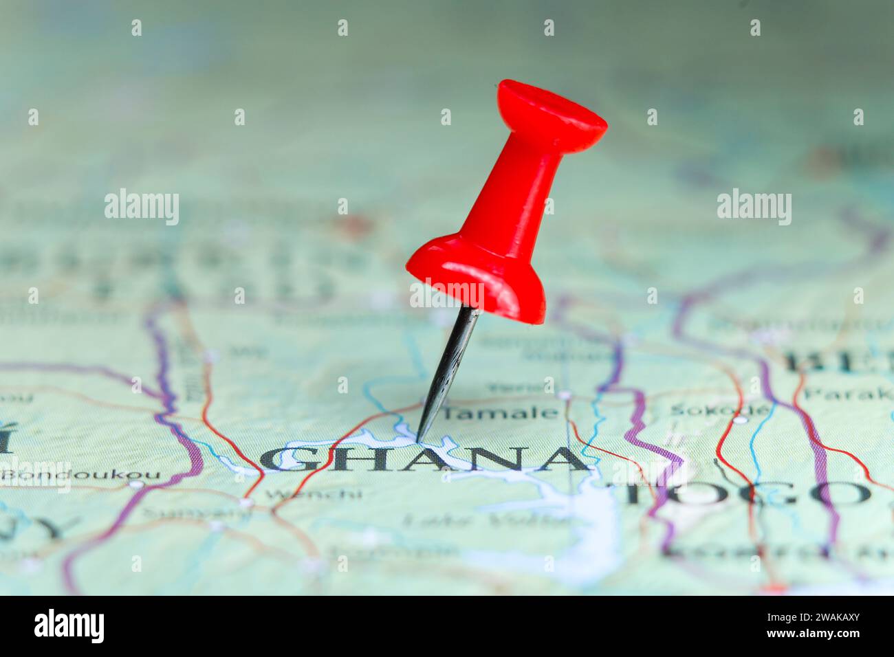 Ghana pin on map of Africa Stock Photo - Alamy