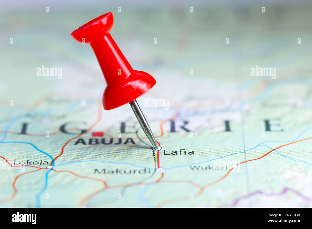 Lafia, Nigeria pin on map Stock Photo - Alamy